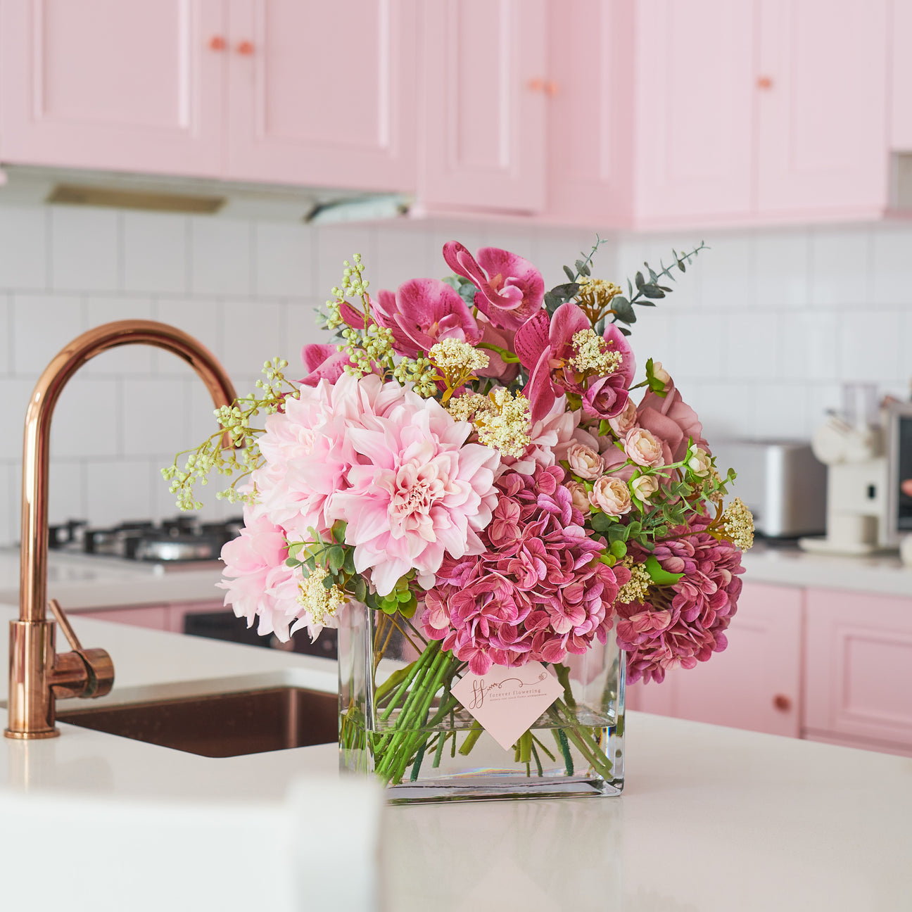 Giselle - Artificial Hydrangea, Dahlia and Phalaenopsis Arrangement