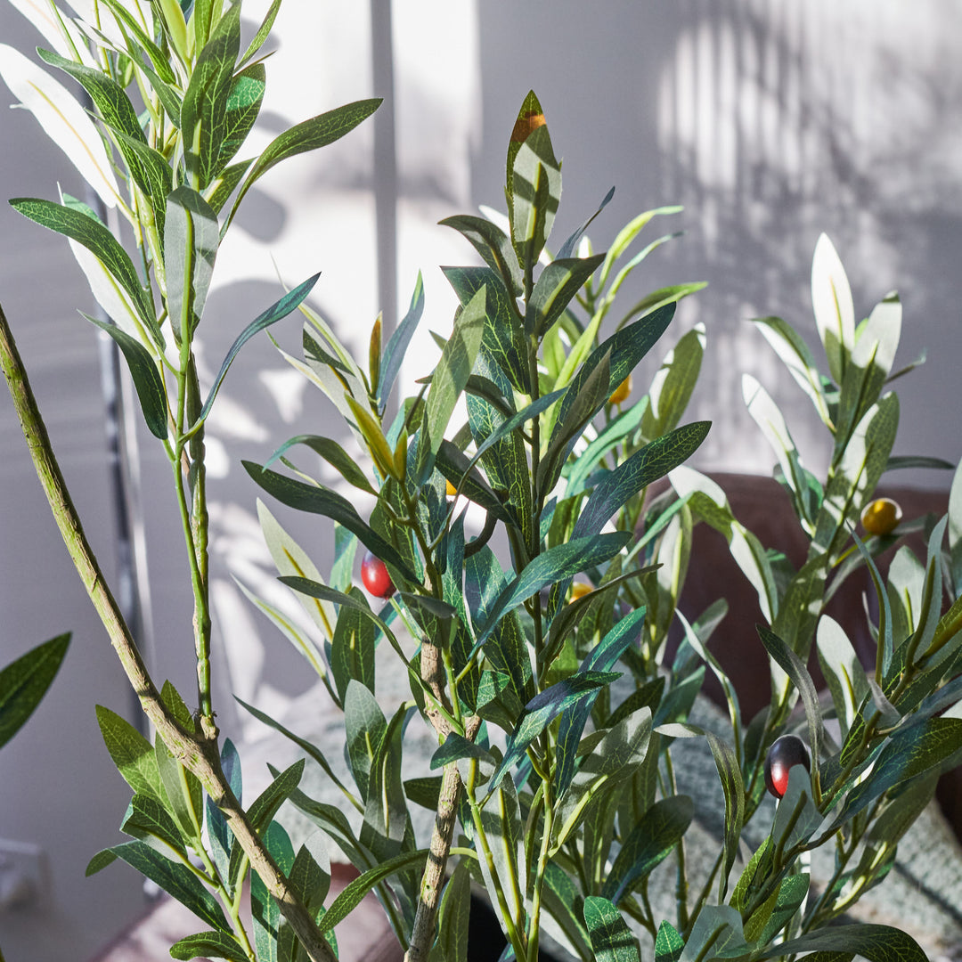 Everly Real Touch Olive Tree with Wood Pot - Artificial Olive Tree